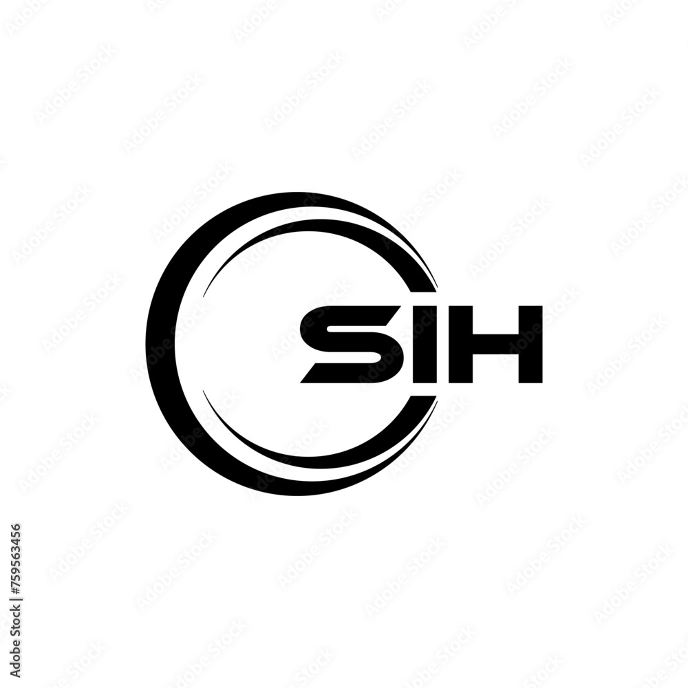 SIH letter logo design with white background in illustrator, cube logo ...