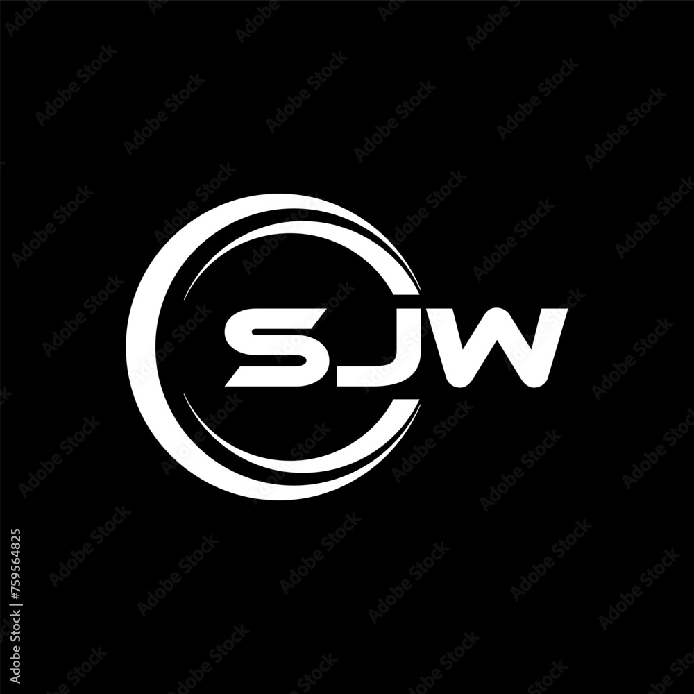 SJW letter logo design with black background in illustrator, cube logo ...