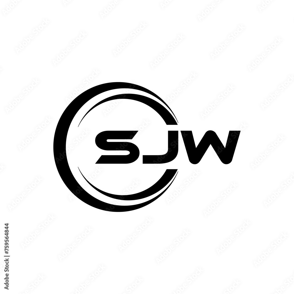 SJW letter logo design with white background in illustrator, cube logo ...