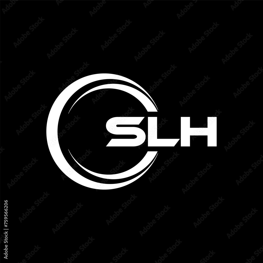 SLH letter logo design with black background in illustrator, cube logo ...