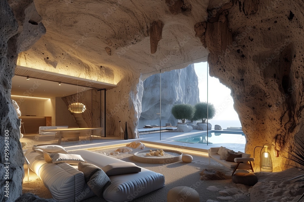 Greek island caves transformed into high-tech dwellings Stock Photo ...