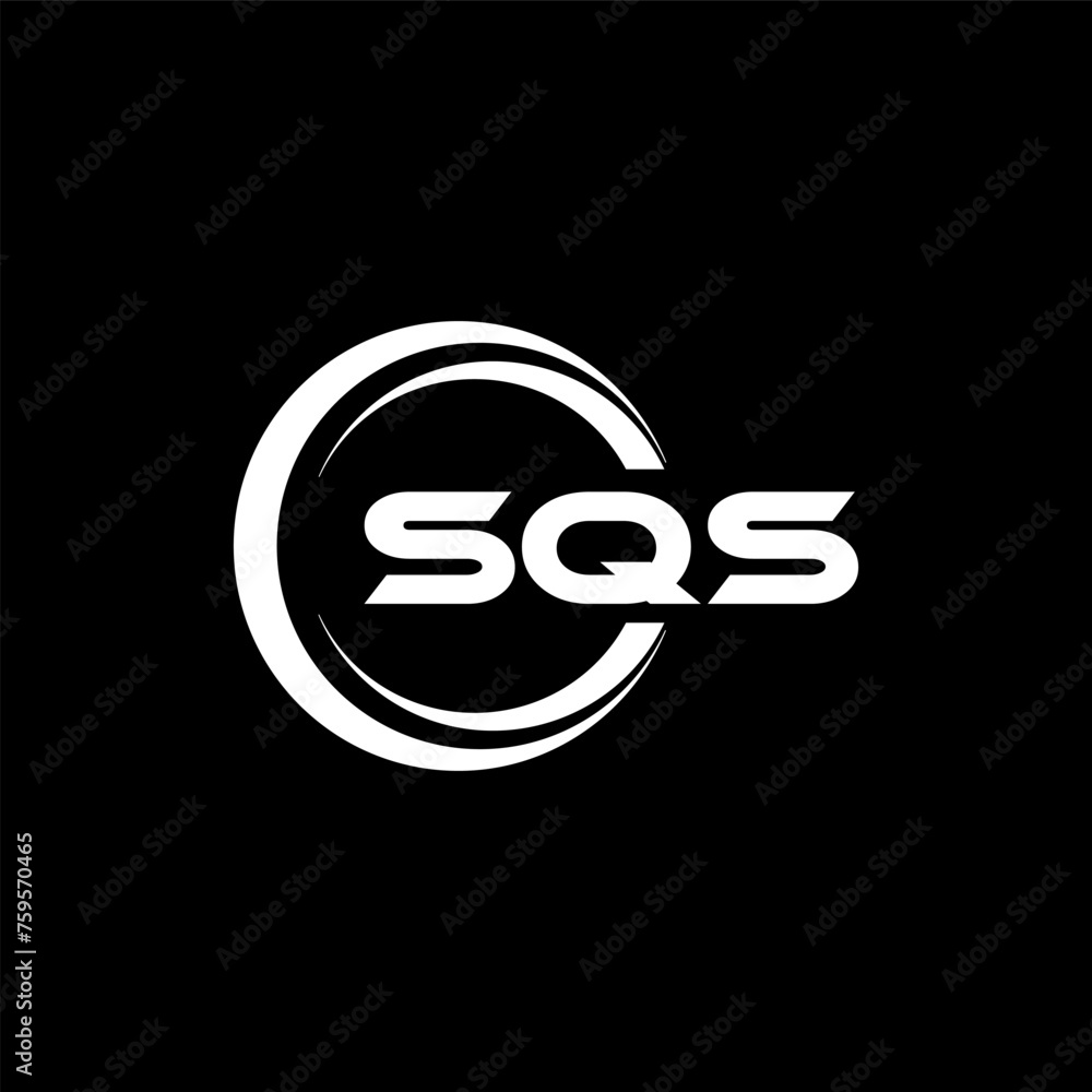 SQS letter logo design with black background in illustrator, cube logo ...