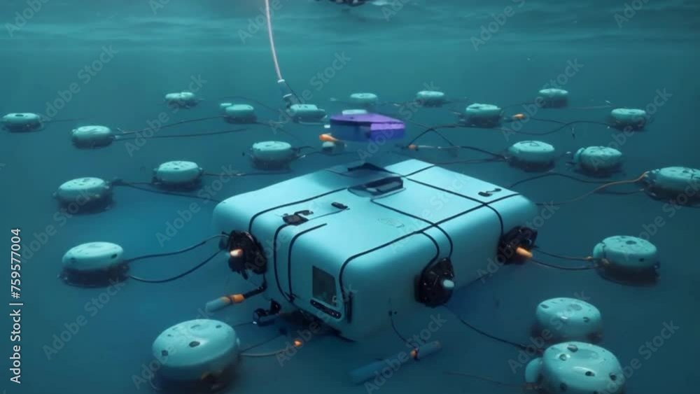 a swarm of underwater drones equipped with sonar technology mapping the ...