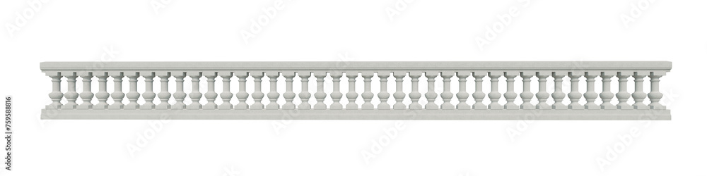 Old classic concrete italian balustrade. White marble balustrade on ...