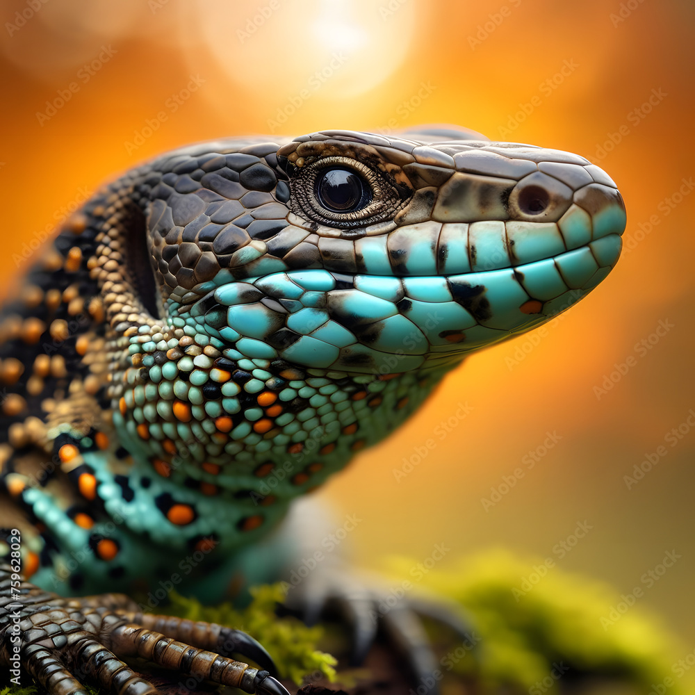 Monitor. lizard on a branch. lizard on a tree. green lizard on a tree ...