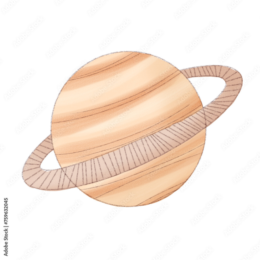 Saturn planet clipart illustration with transparent background - pencil ...