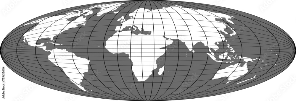 Vector world map with grid. Stock Vector | Adobe Stock