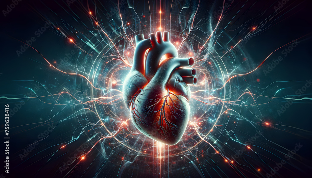 ultra-realistic illustration of a human heart, crafted with a focus on ...