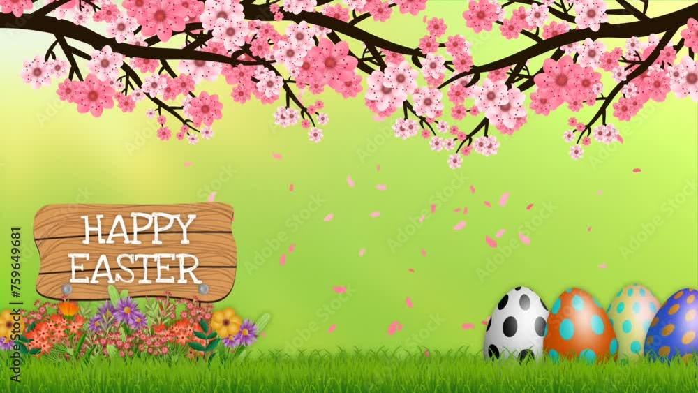 Happy easter blessings on wooden board with blur background, beautiful ...
