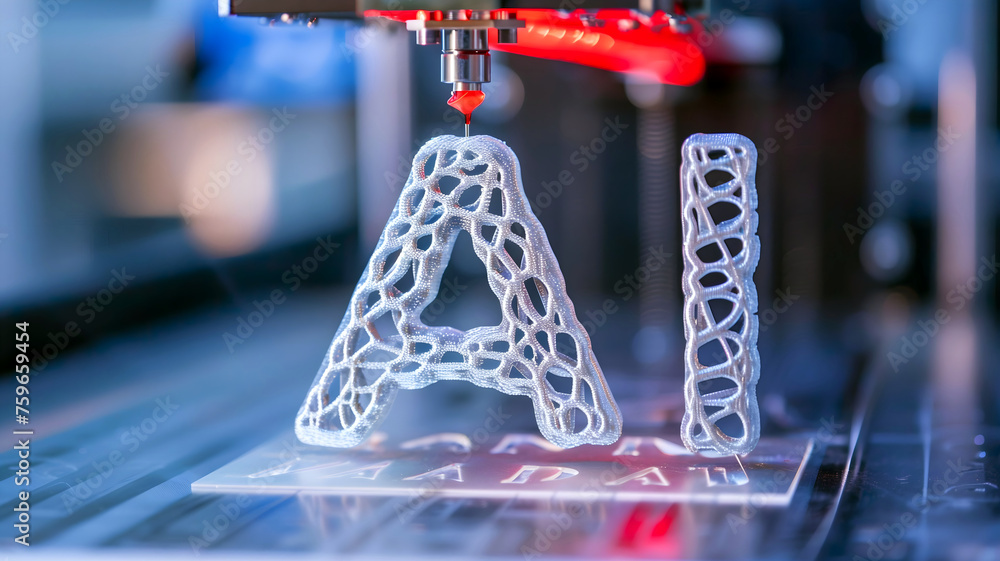 3d printer printing 3d fonts AI, modern technology concept, artificial ...