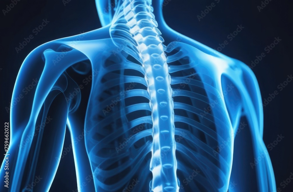 Cybernetics style of human spine, technology of the digital world, 3D ...