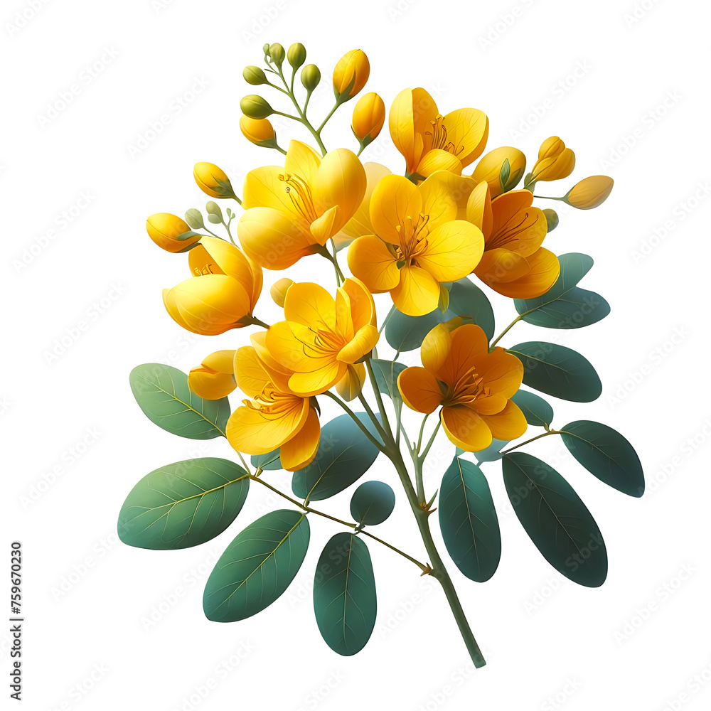 Cassia fistula Kani Konna flower illustration without background for ...