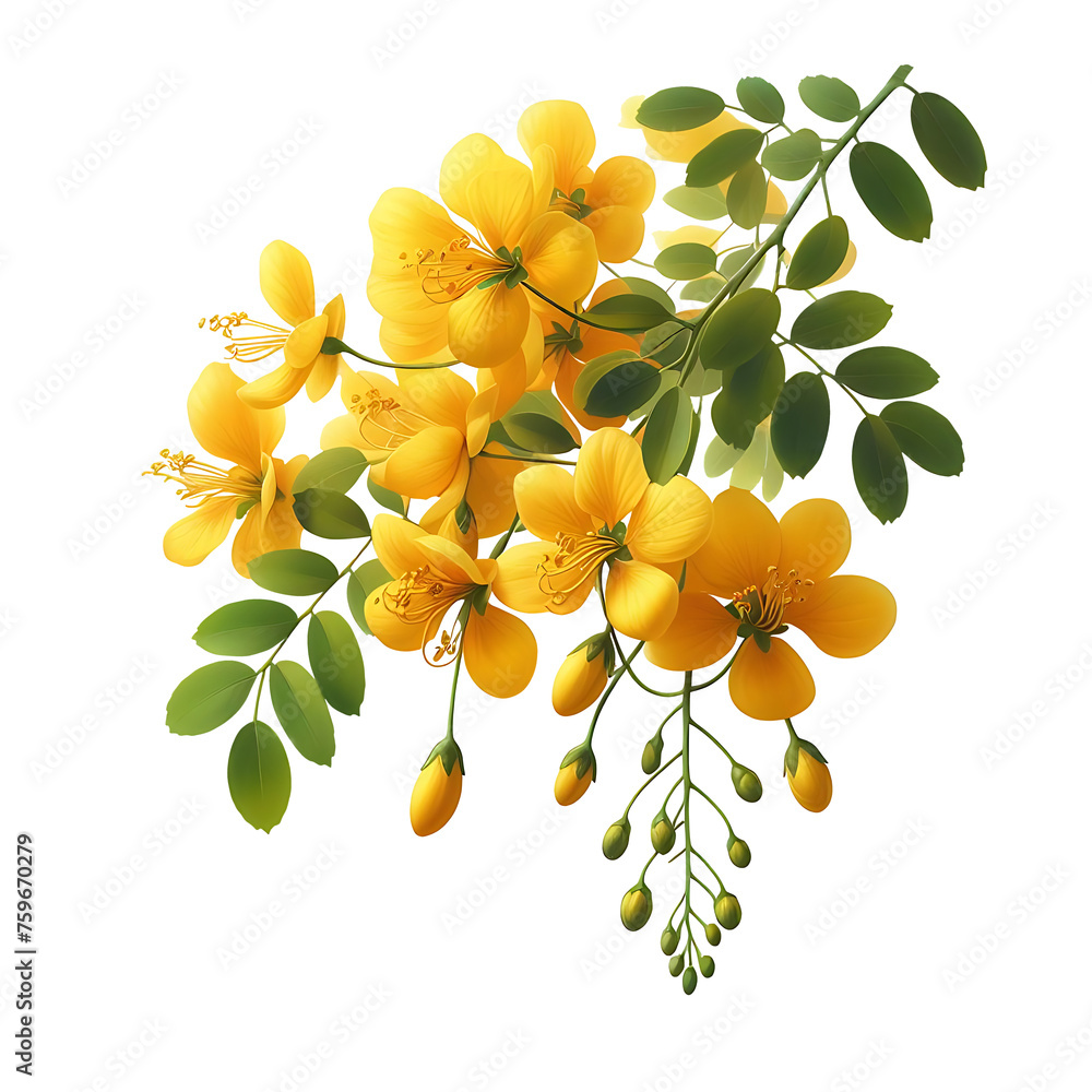 Cassia fistula Kani Konna flower illustration without background for ...