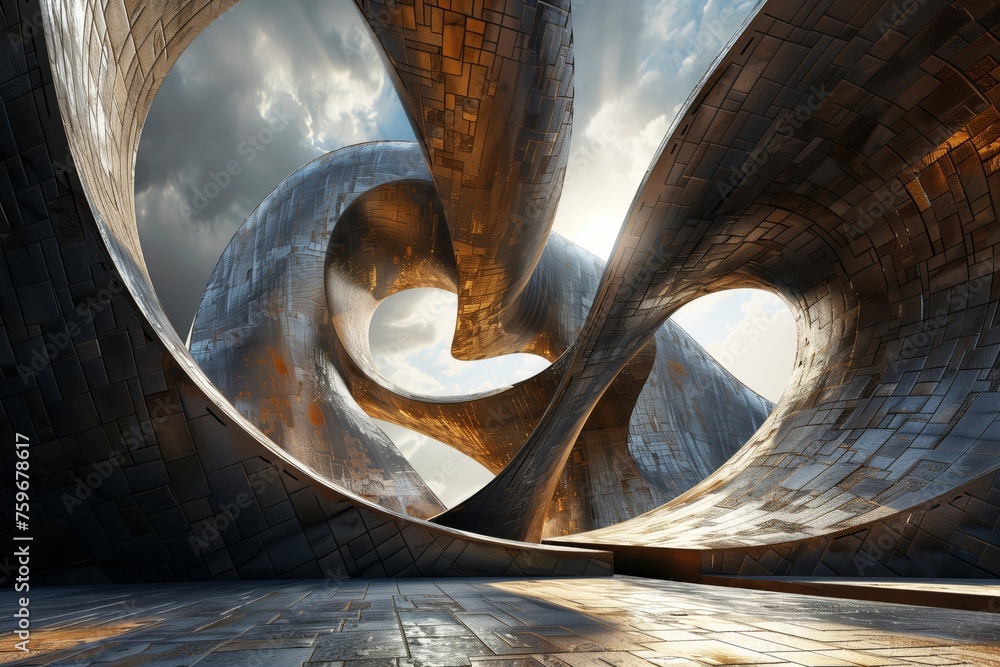 Innovative and futuristic architecture with seamless infinity loop ...