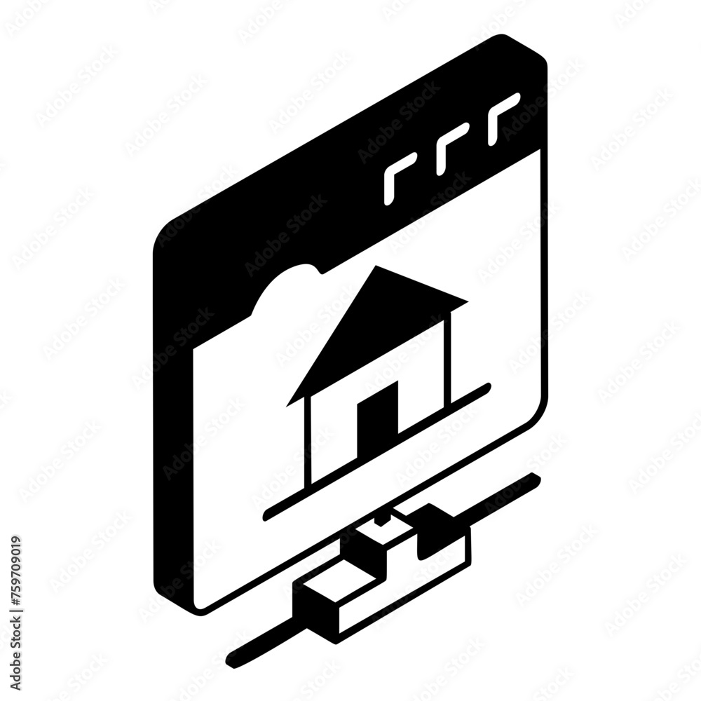 Homepage or Landing Page Signage isometric concept, Index Page shortcut vector outline icon ...