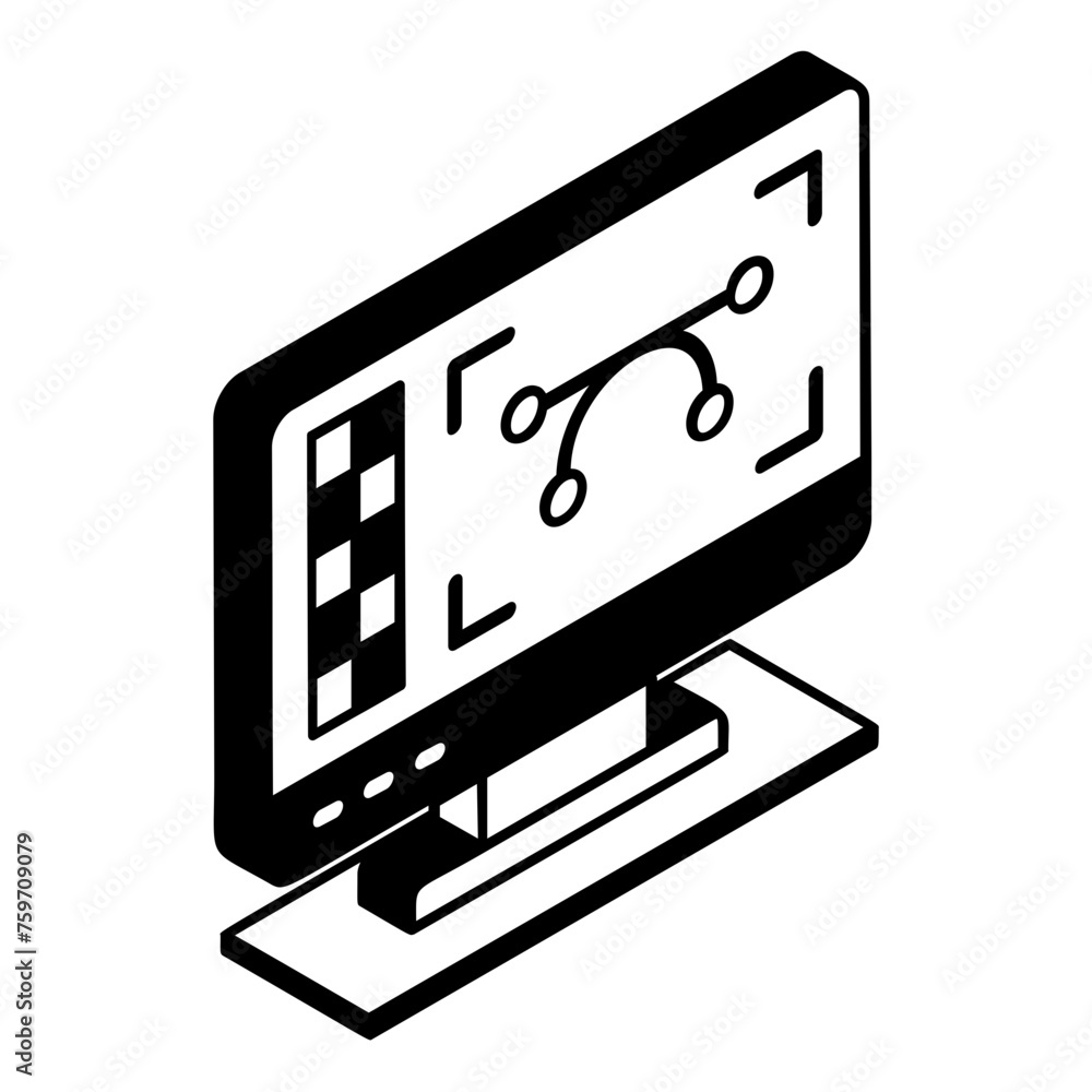 Designing Canvas Program isometric concept, Graphic Design Software vector outline icon ...
