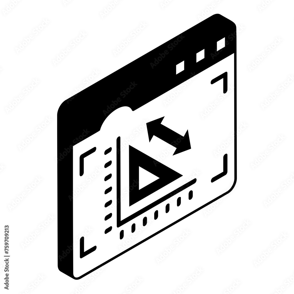 Grid and measuring tool with arrows isometric concept, Simulation of ...