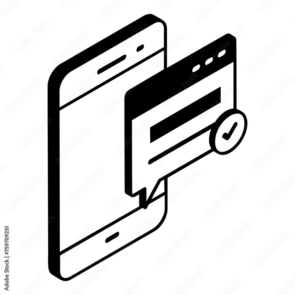 In app Alert or Prompt Box isometric concept, one time password ...