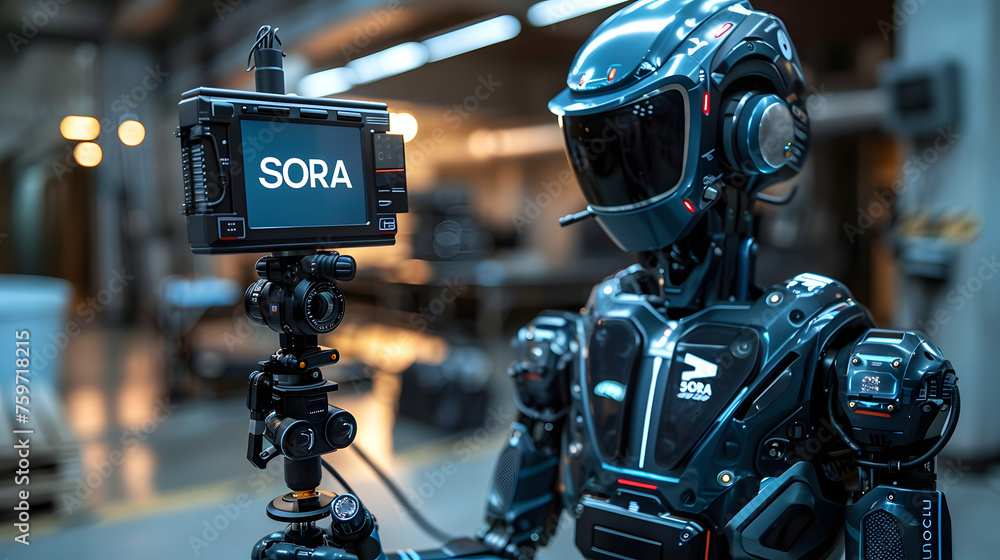 Advanced Humanoid Robot Filmmaker Demonstrating Sora Text-to-Video AI ...