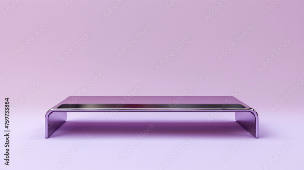 Empty smooth metal product display stand. Empty stand with clean light ...