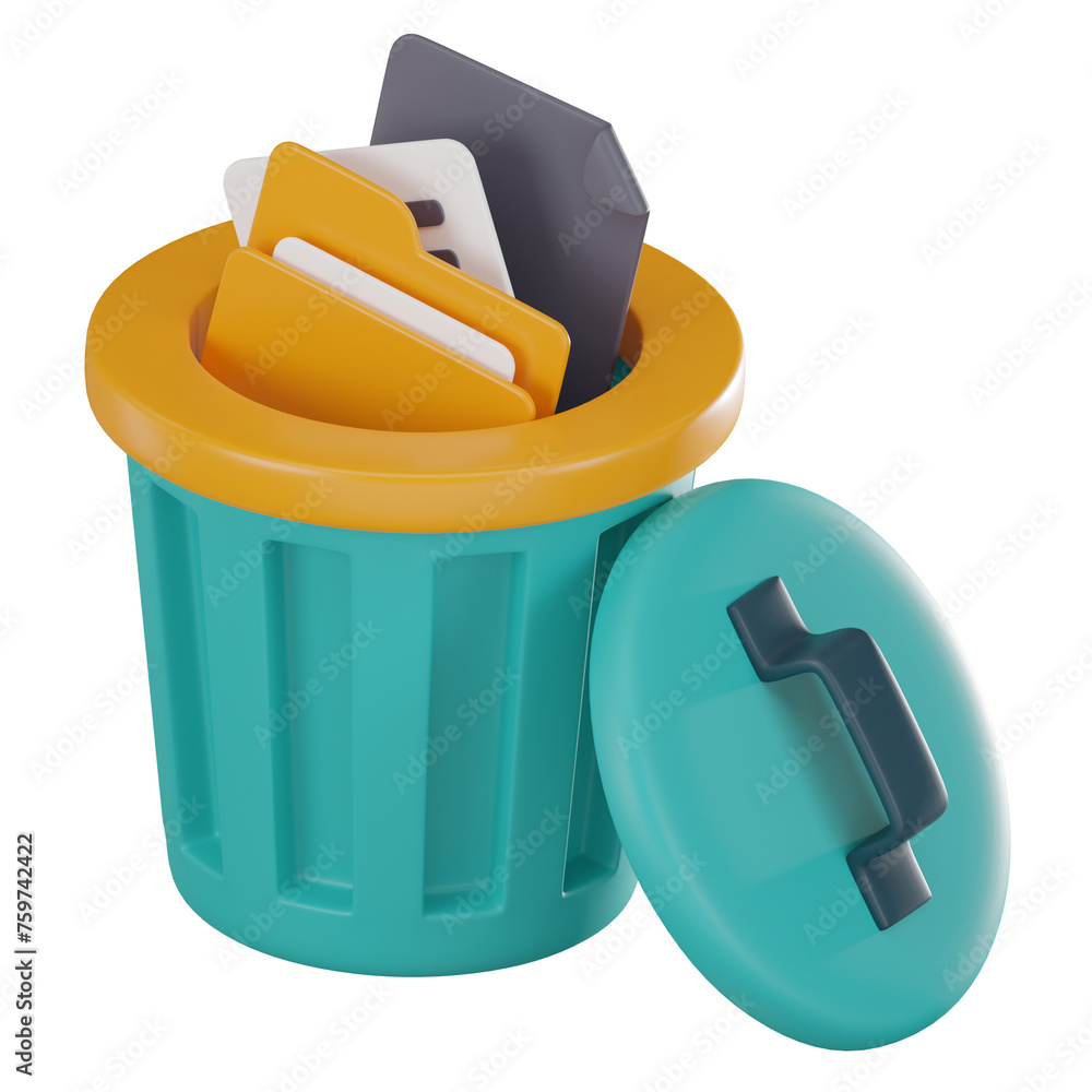 Eco-Friendly Disposal, 3D Render of Recycling Bin and Waste Management ...