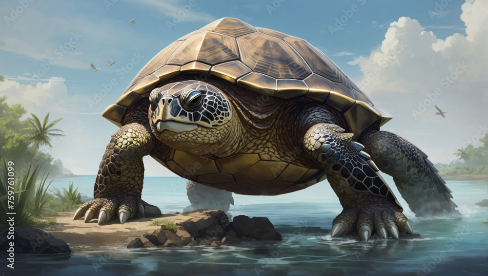 Illustration of a Giant Turtle, Symbolizing Wisdom, Longevity, and ...