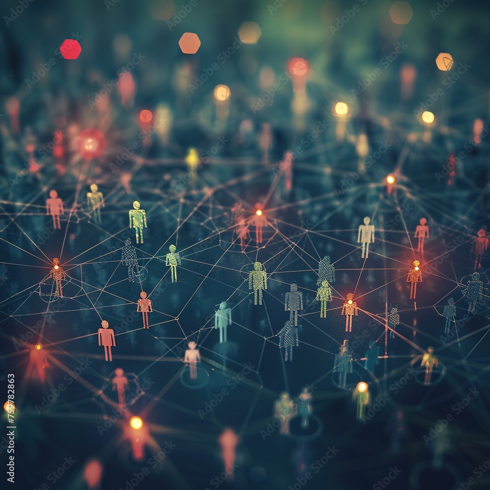 Social media networking. Network with members connected with each other ...