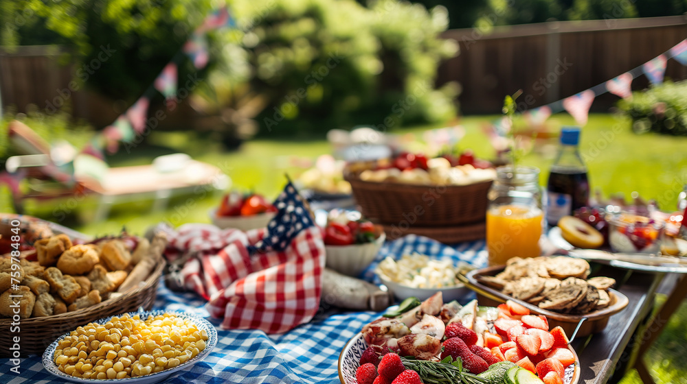 A DIY Memorial Day picnic setting in the backyard with handmade ...