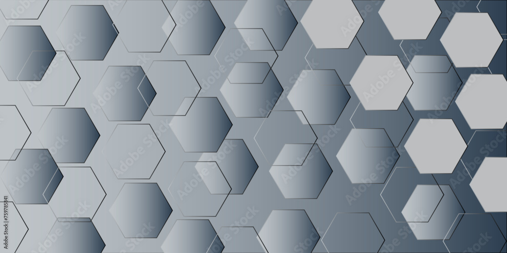 Abstract hexagon digital light blue geometric shape vector technology ...