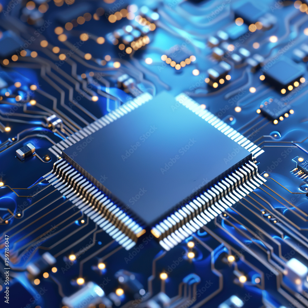 Advanced Technology Concept Visualization: Circuit Board CPU Processor ...