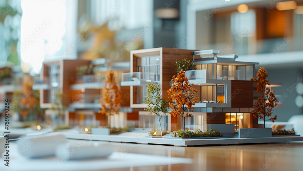 Miniature Model of Modern Housing: Detailed Architectural Layout of a ...
