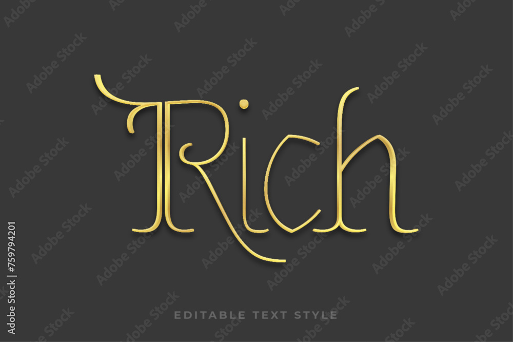 Rich 3d text effect, luxury editable template & gold letter Stock ...