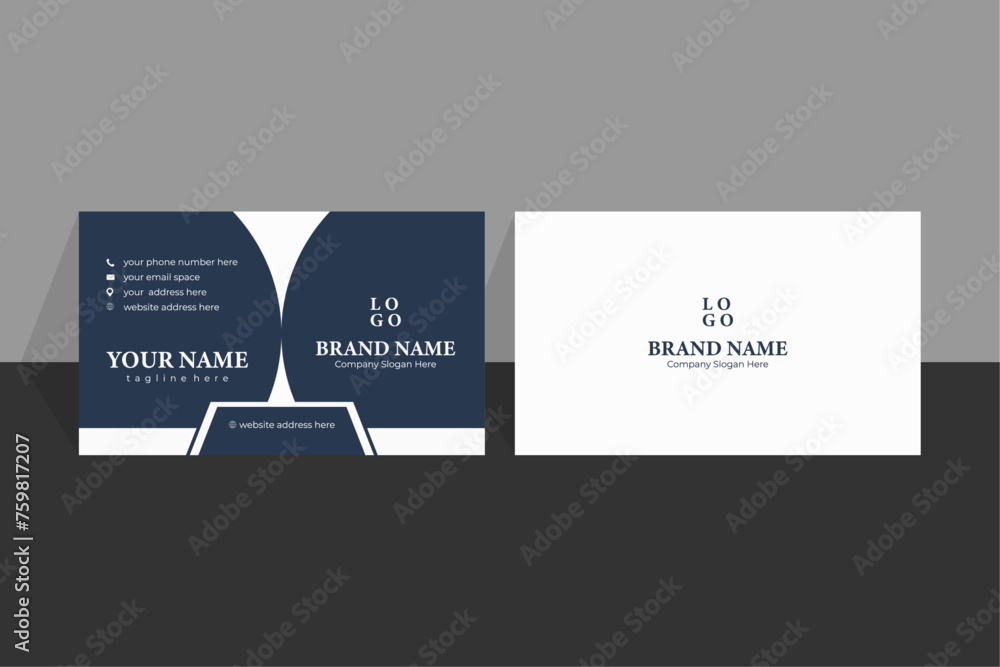 Horizontal business card template design with front and back ...