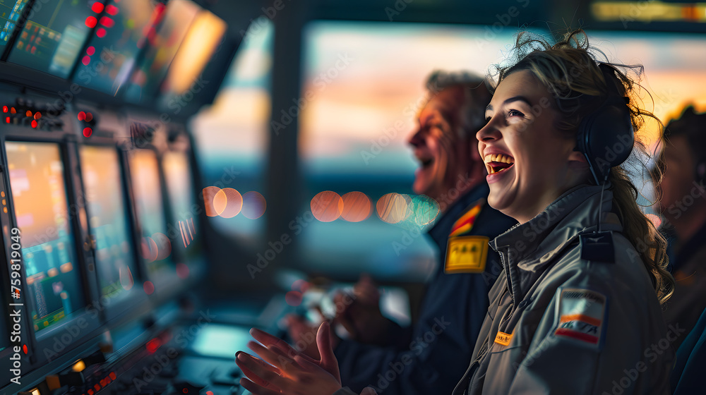 Diverse Air Traffic Control Working, Airport Towers, Navigation Screens ...