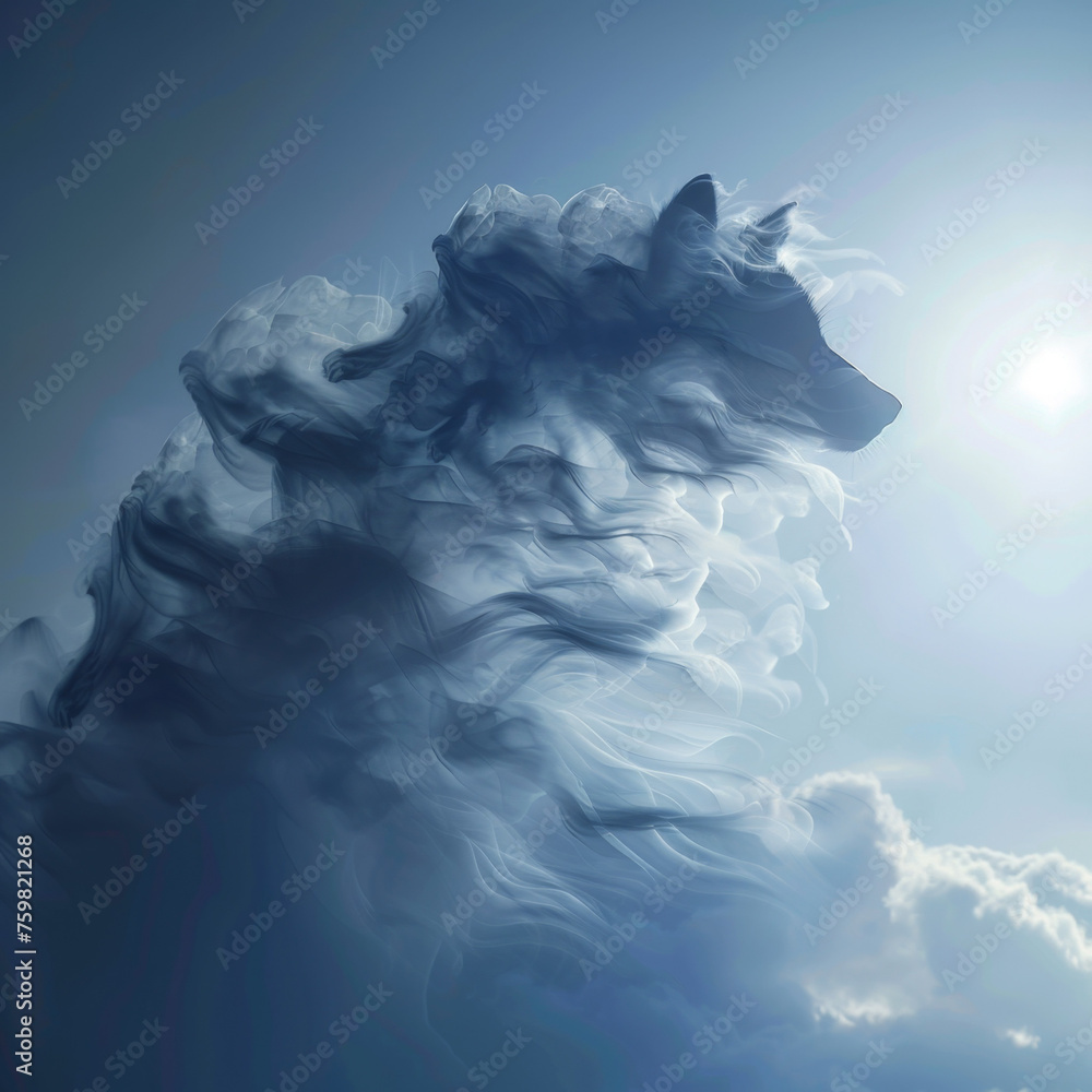 Majestic Wolf-Shaped Cloud Formation in Sky Gen AI Stock Illustration ...
