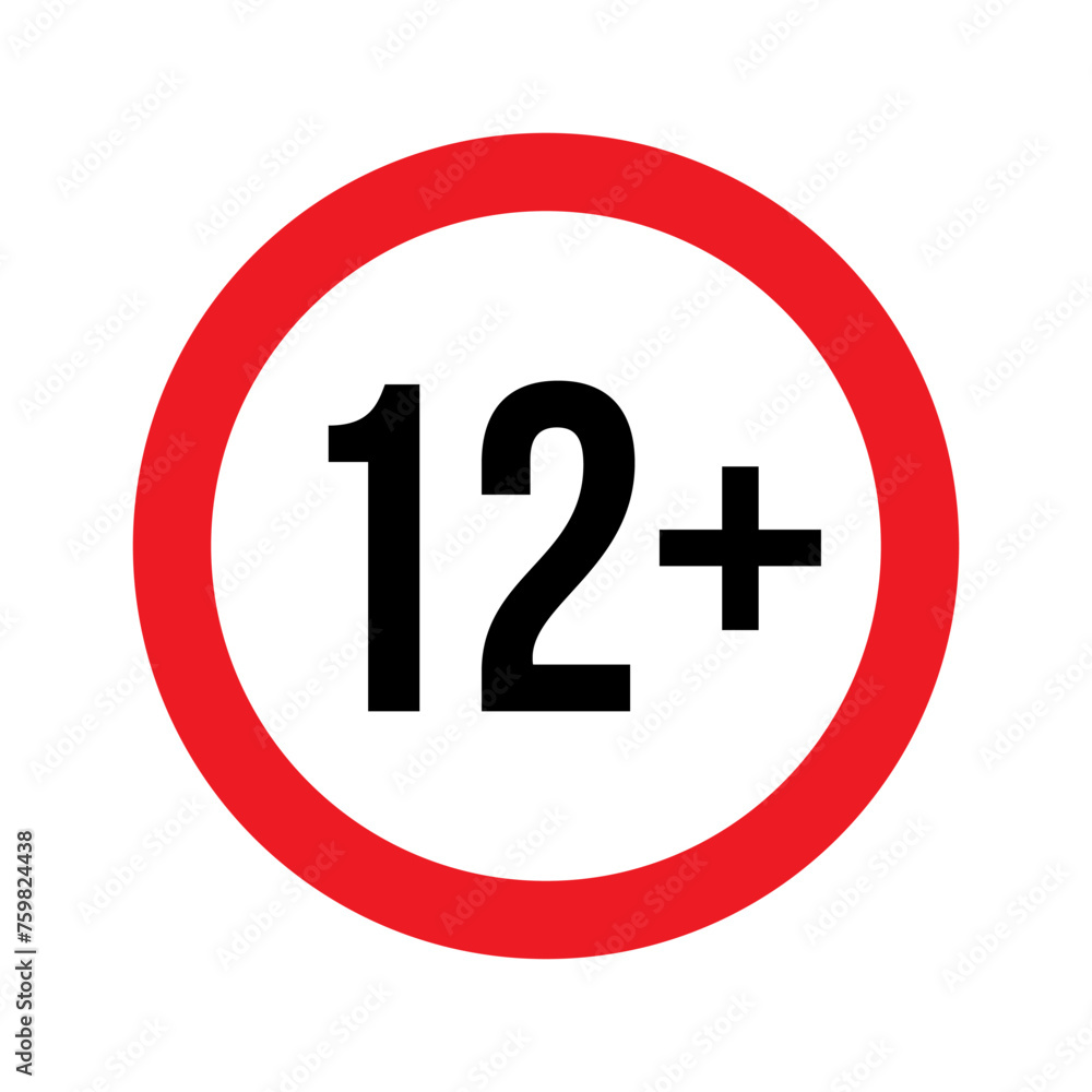 Age restriction for 12 plus vector illustration. Person under 12 not ...