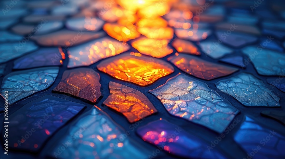 The radiant glow of sunset illuminates an intricate mosaic of ...