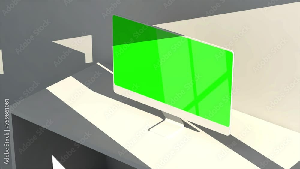 Desktop Mockup Series with blank green screen, isolated on Separate ...