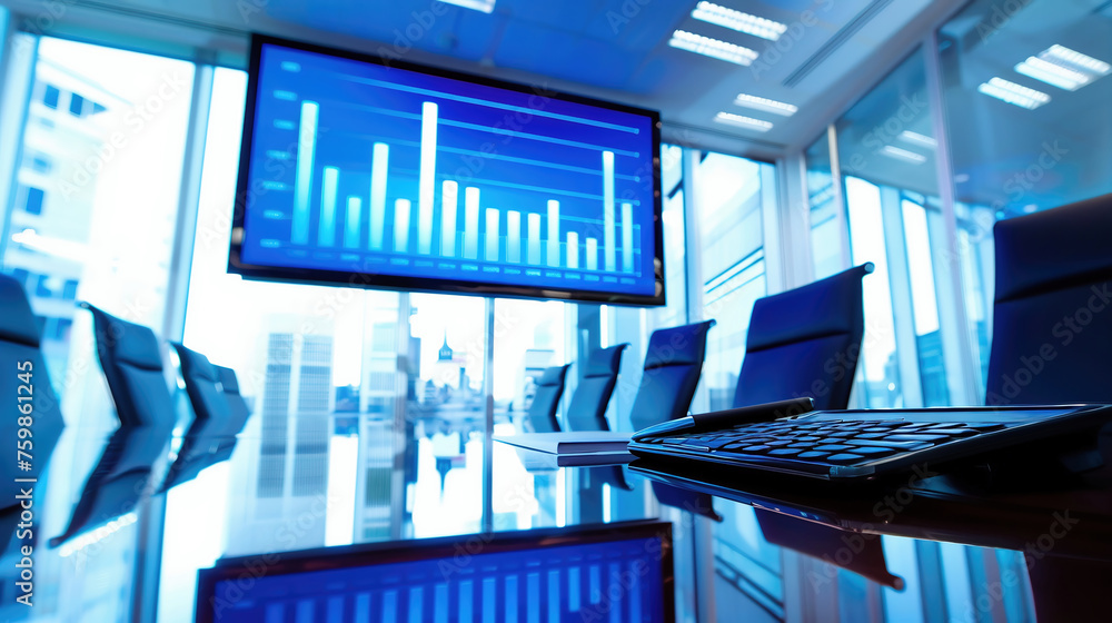 Modern Empty Meeting Room with Big Conference Table, on the ceiling Big ...