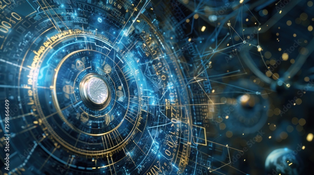 Futuristic Time machine diagram with space background AI generated ...