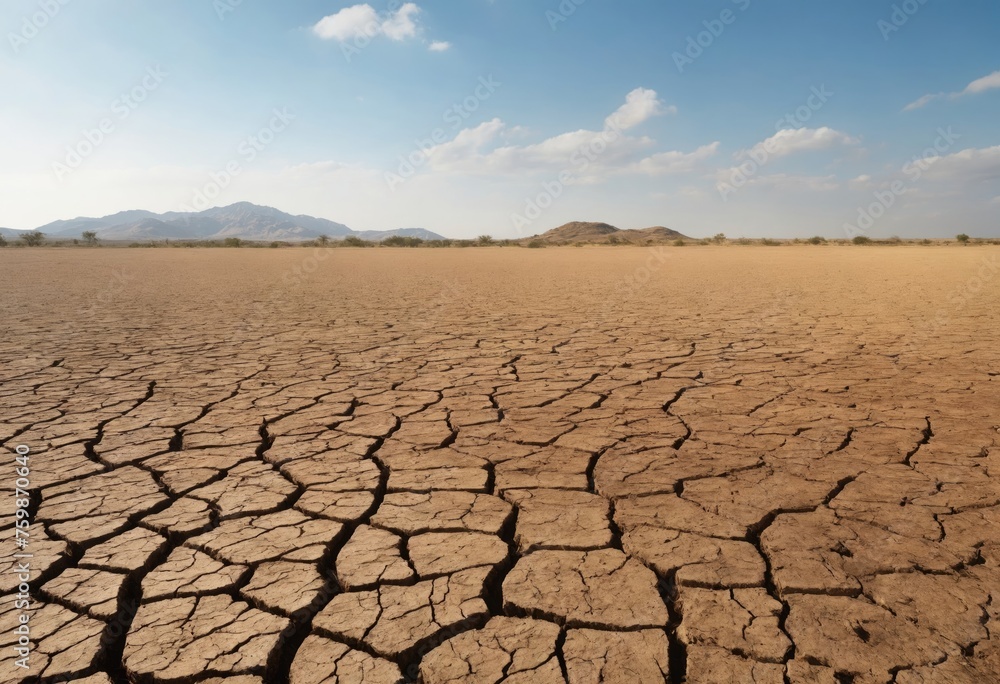 Dry cracked land without crops to horizon. Dead soil and agricultural ...