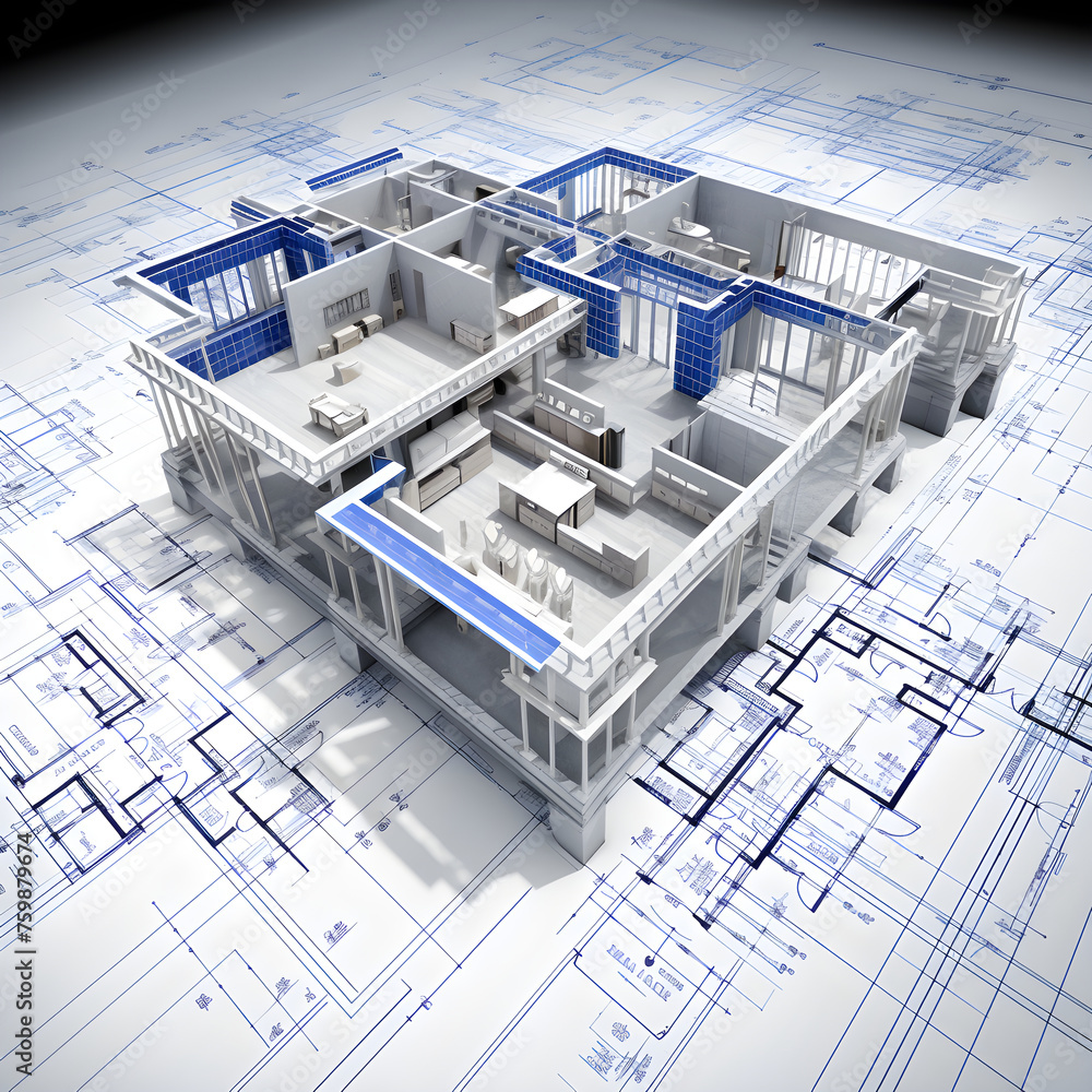 Comprehensive, Meticulously-detailed Construction Blueprint with Cross ...