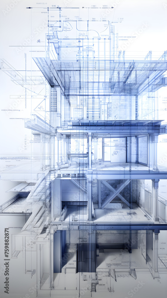 Comprehensive, Meticulously-detailed Construction Blueprint with Cross ...