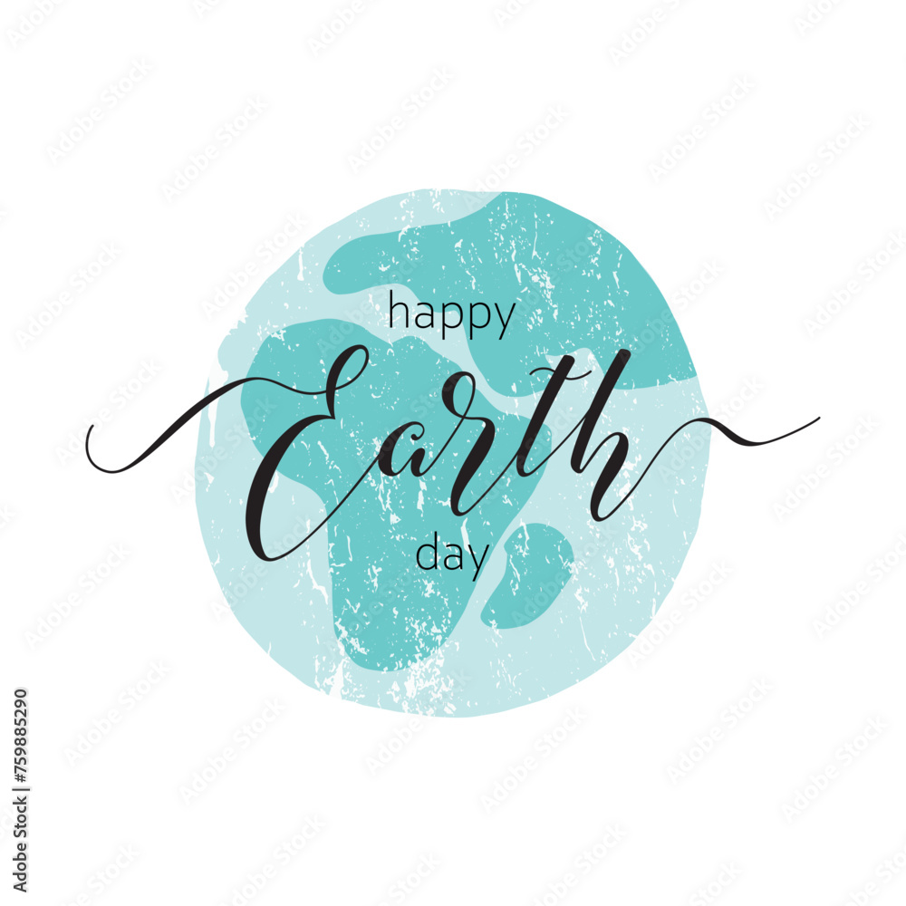 Happy earth day handwritten text. Poster design with Earth planet ...