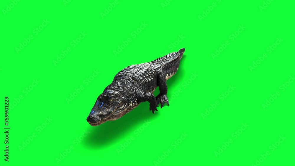 3d Illustration of Alligator Walk Cycle animation on green screen. this ...