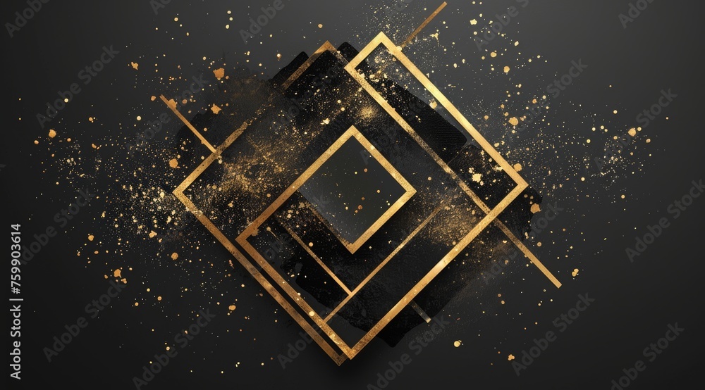 Luxury gold and black premium vip card background. A golden square ...
