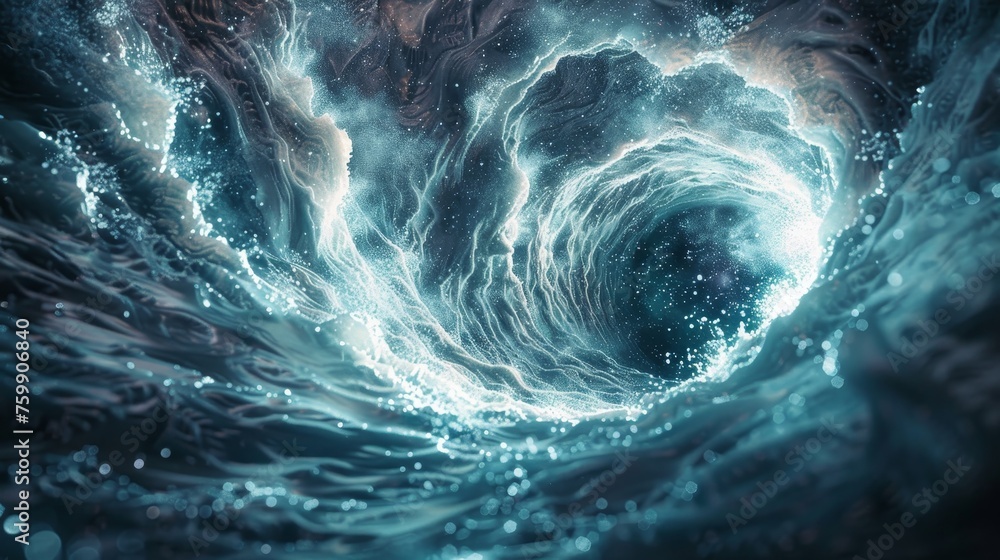 This image captures the surreal essence of a cosmic whirlpool, where ...