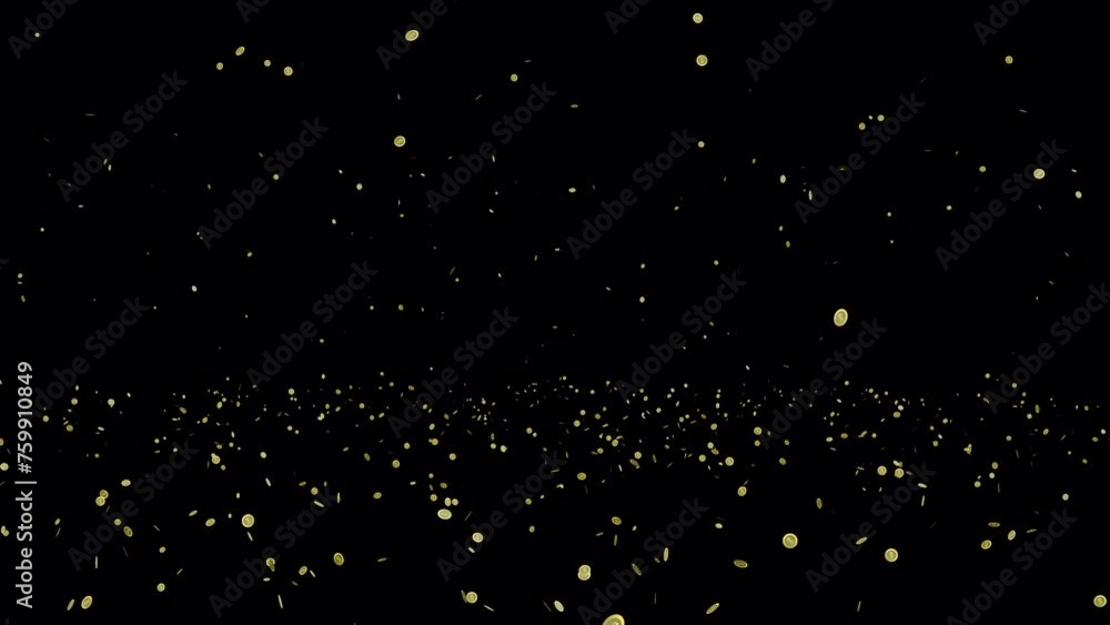 Coins drop. Coins rain animation on transparent background. Falling ...