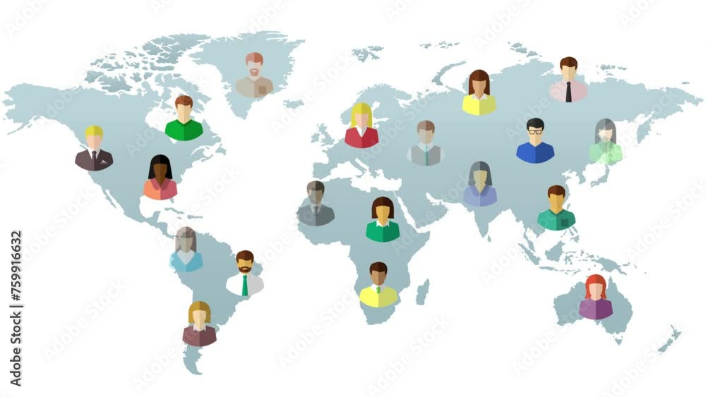 Vidéo Stock Animation with diverse and international people appearing ...