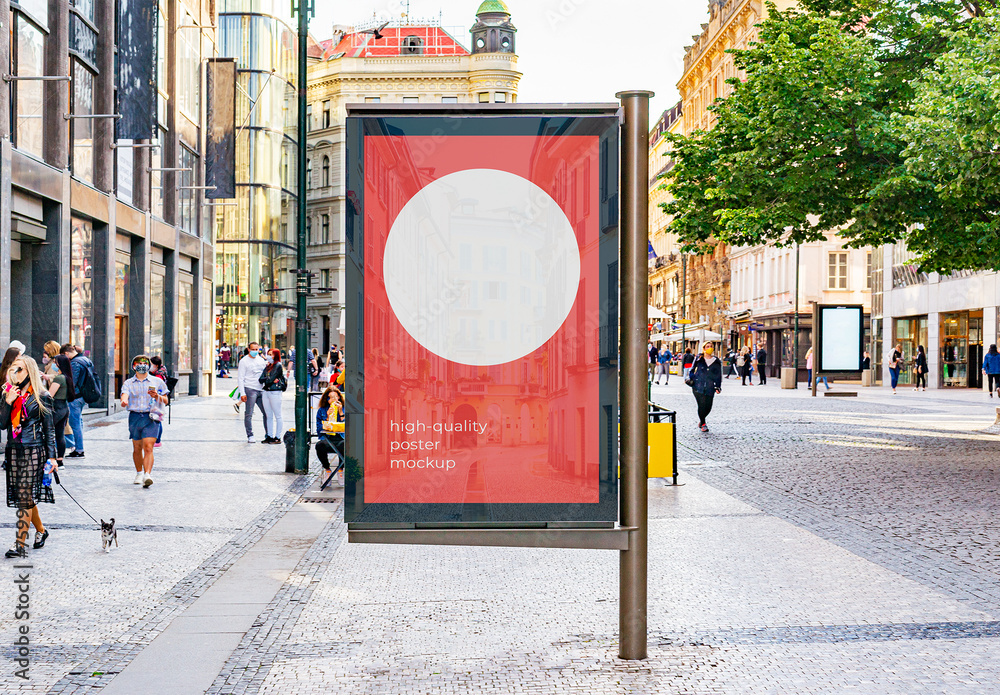 Street Outdoor Glued Poster Advertising Billboard Mockup Template City ...